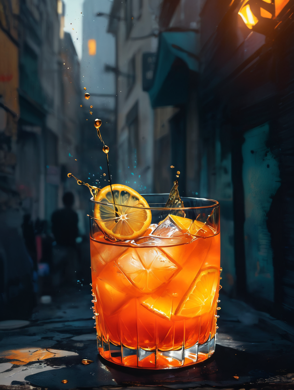 Premium Free ai Images | action shot of bright orange gin cocktail with ...