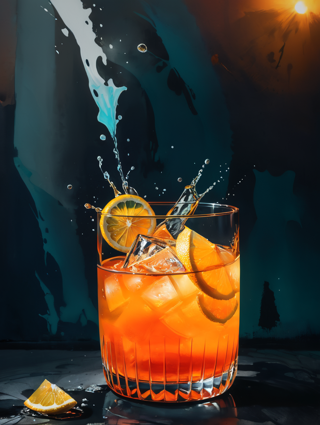 Premium Free ai Images | action shot of bright orange gin cocktail with ...