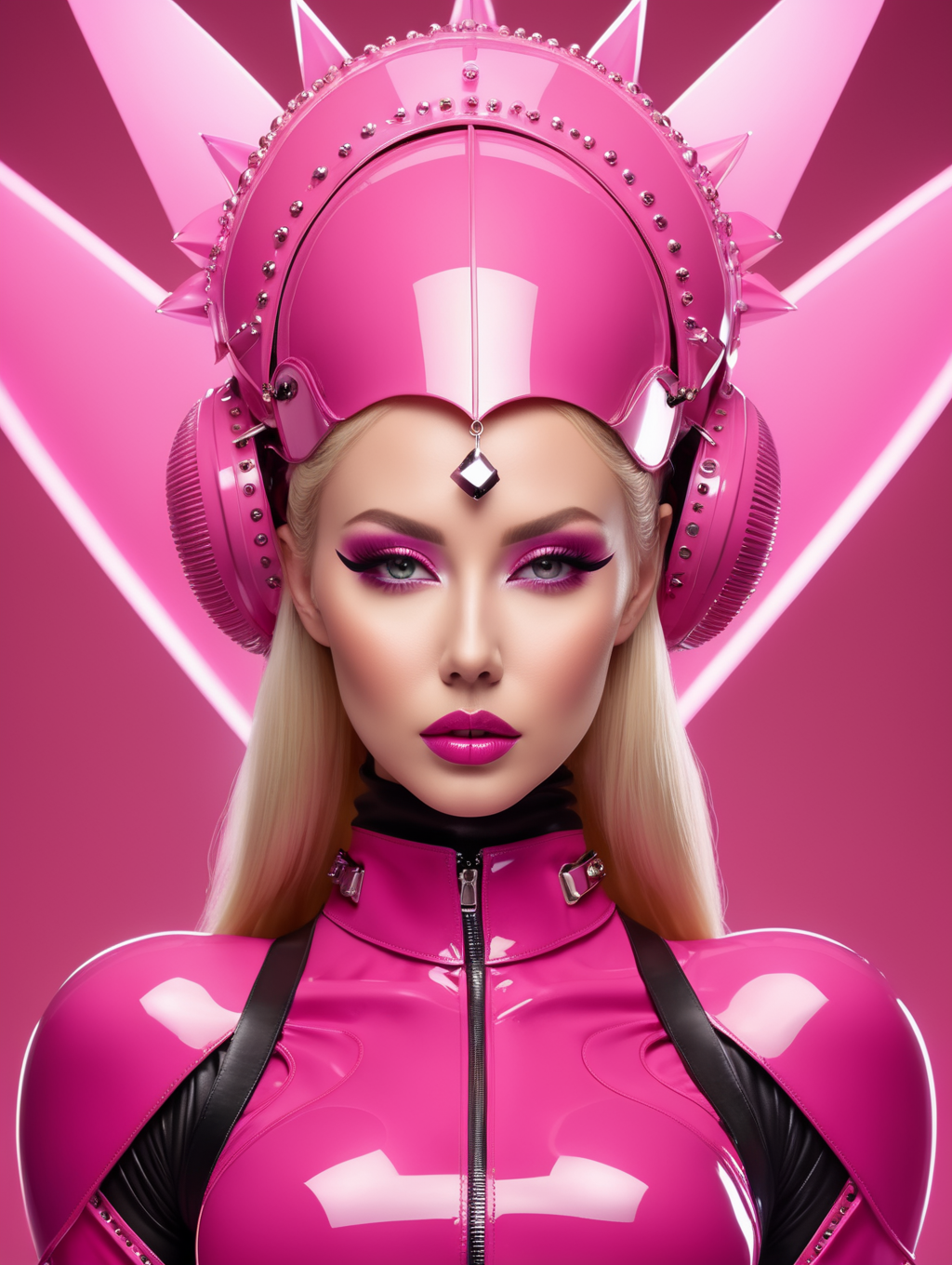 Premium Free ai Images | beautiful blonde female all pink sleek ...