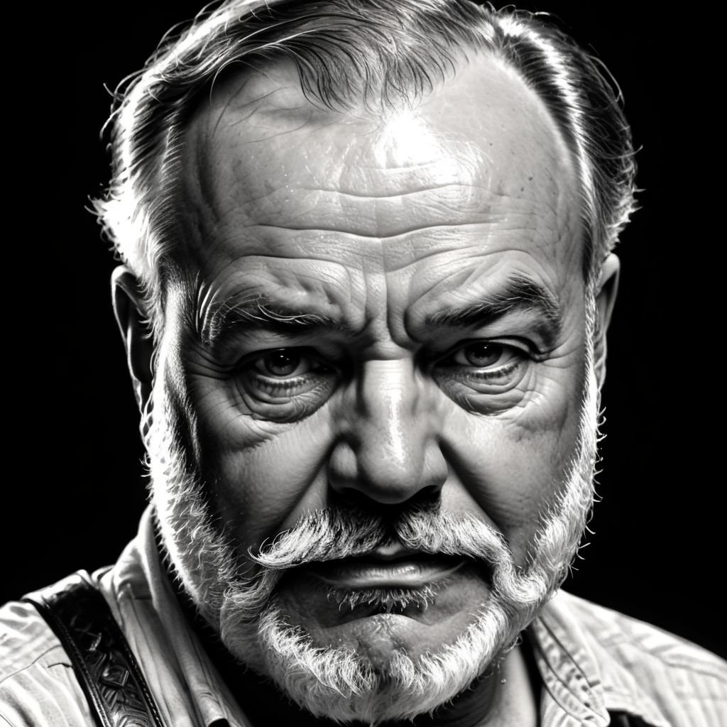 Premium Free ai Images | ernest hemingway portrait black and white in ...