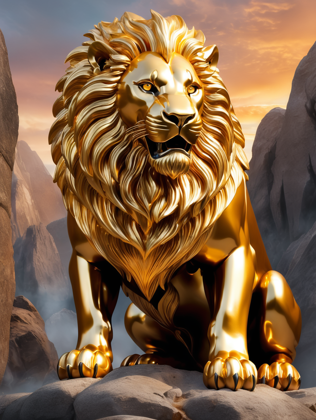 Premium Free ai Images | majestic hybrid lion its body forged from ...