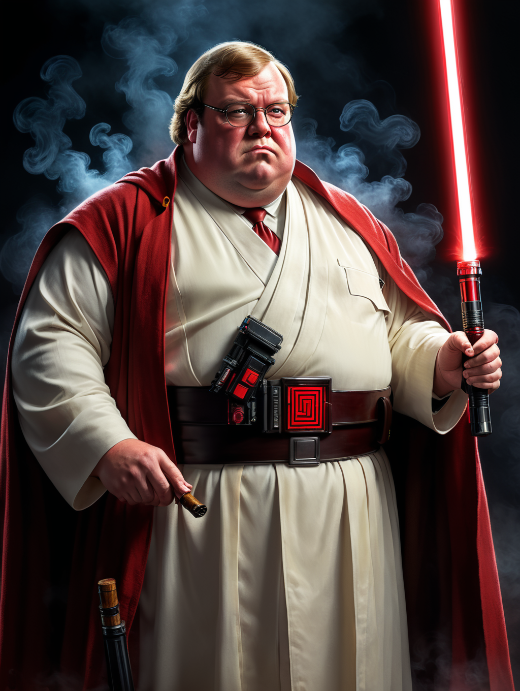 Premium Free ai Images | peter griffin wearing jedi robes and wielding ...