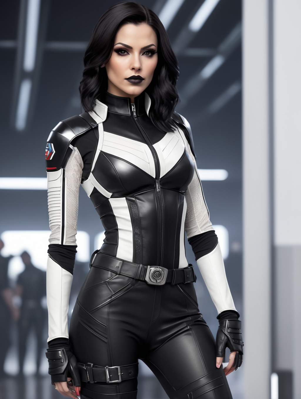 Premium Free ai Images | mass effect female brunette hair black ...
