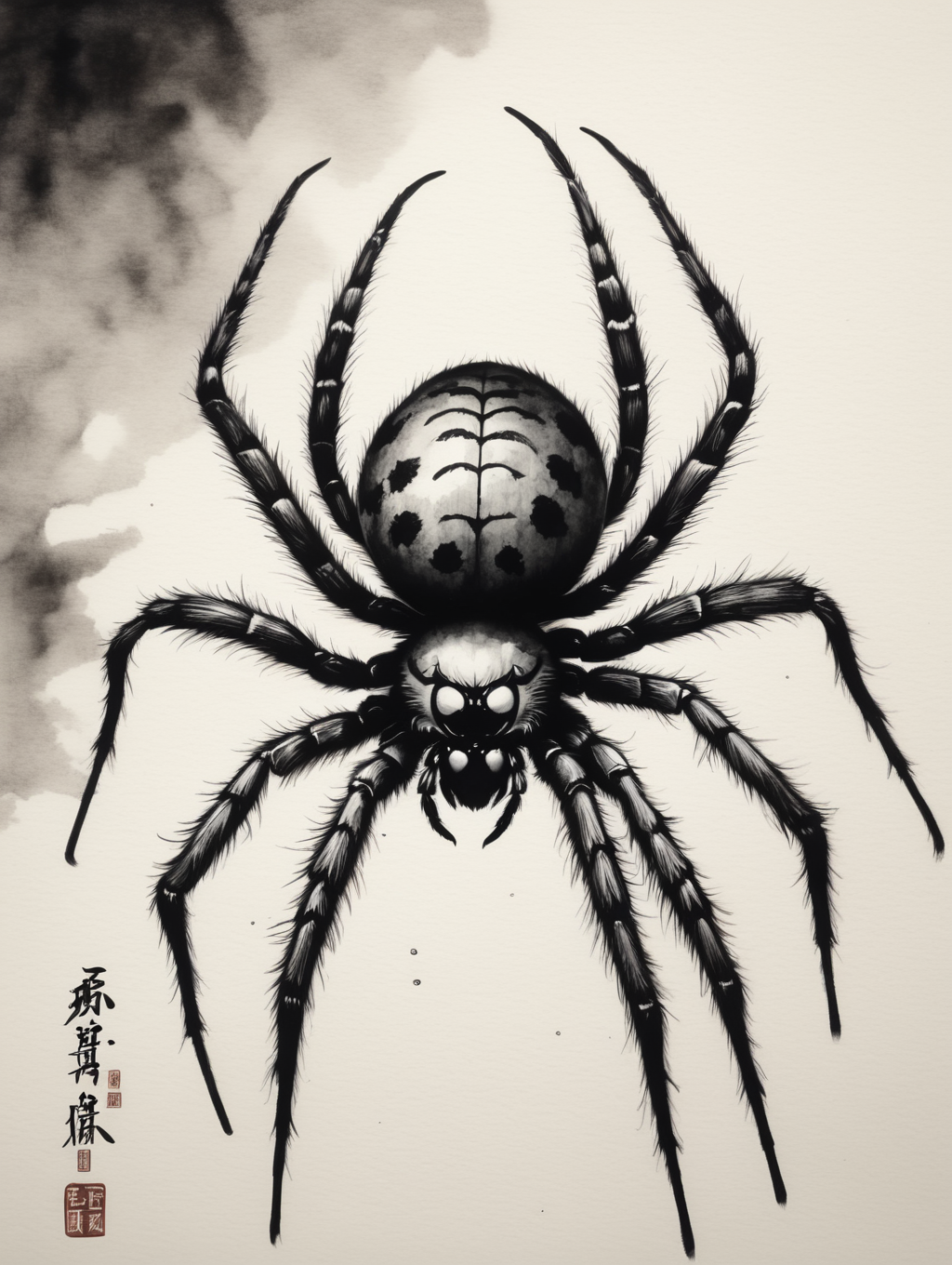 Premium Free ai Images | gimme an image of of spider in japanese ink ...