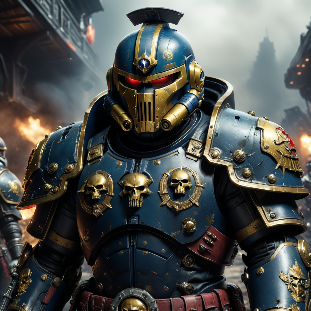 Premium Free ai Images | warhammer space marine leather coat coat over ...