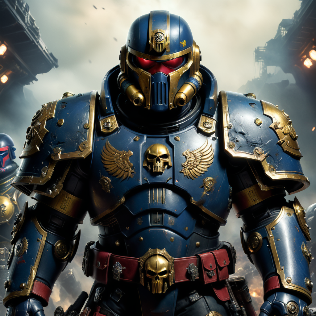 Premium Free ai Images | warhammer space marine leather coat coat over ...