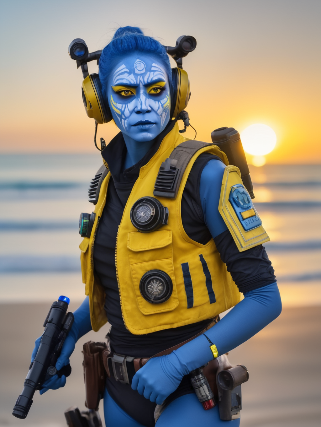 Premium Free ai Images | star wars female pantoran with blue skin and ...