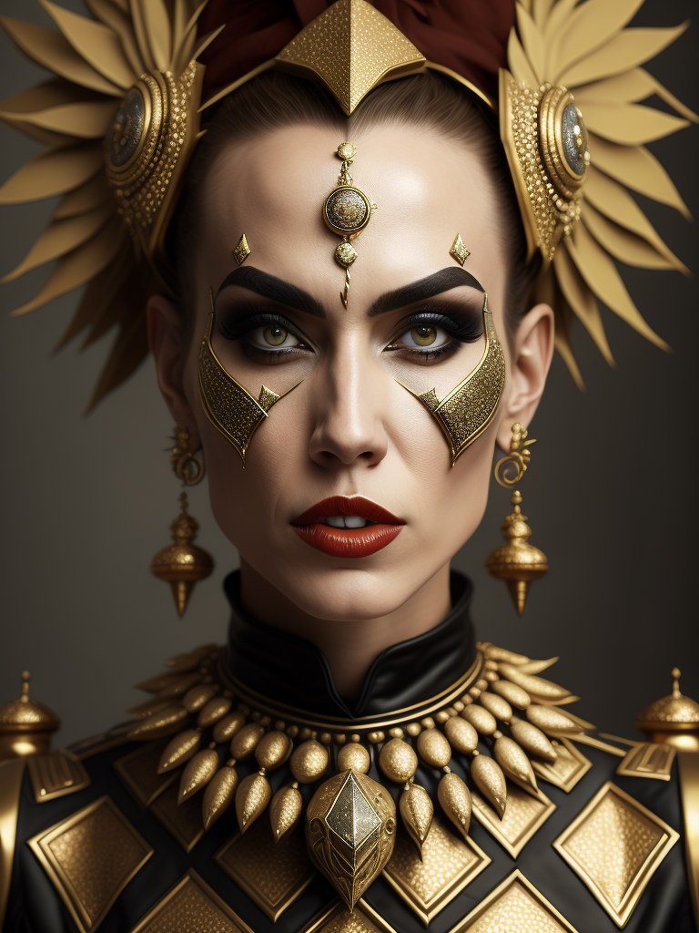 Premium Free ai Images | epic portrait of tvenetian harlequin female ...
