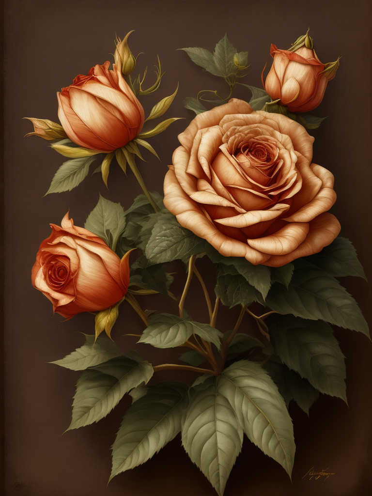 Lumenor AI Image Generation - garden rose maple flower botanical ...