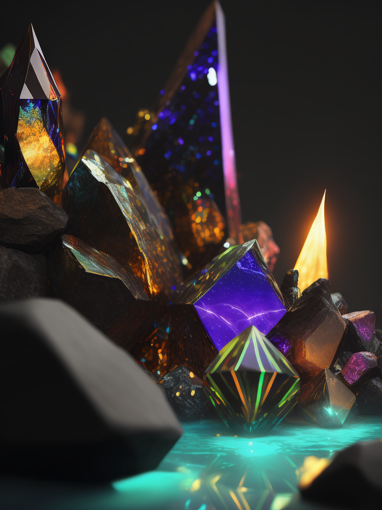 Premium Free ai Images | black mineral iridescent abstract formations ...