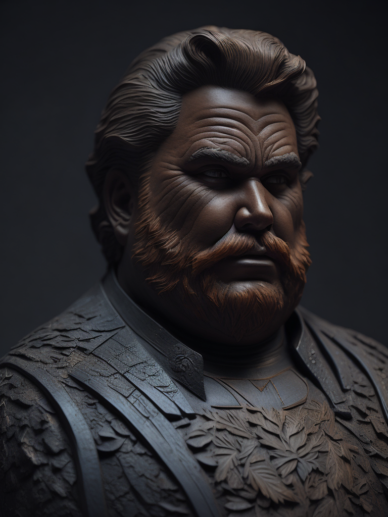 Premium Free ai Images | fat american man carved from the dark reed ...
