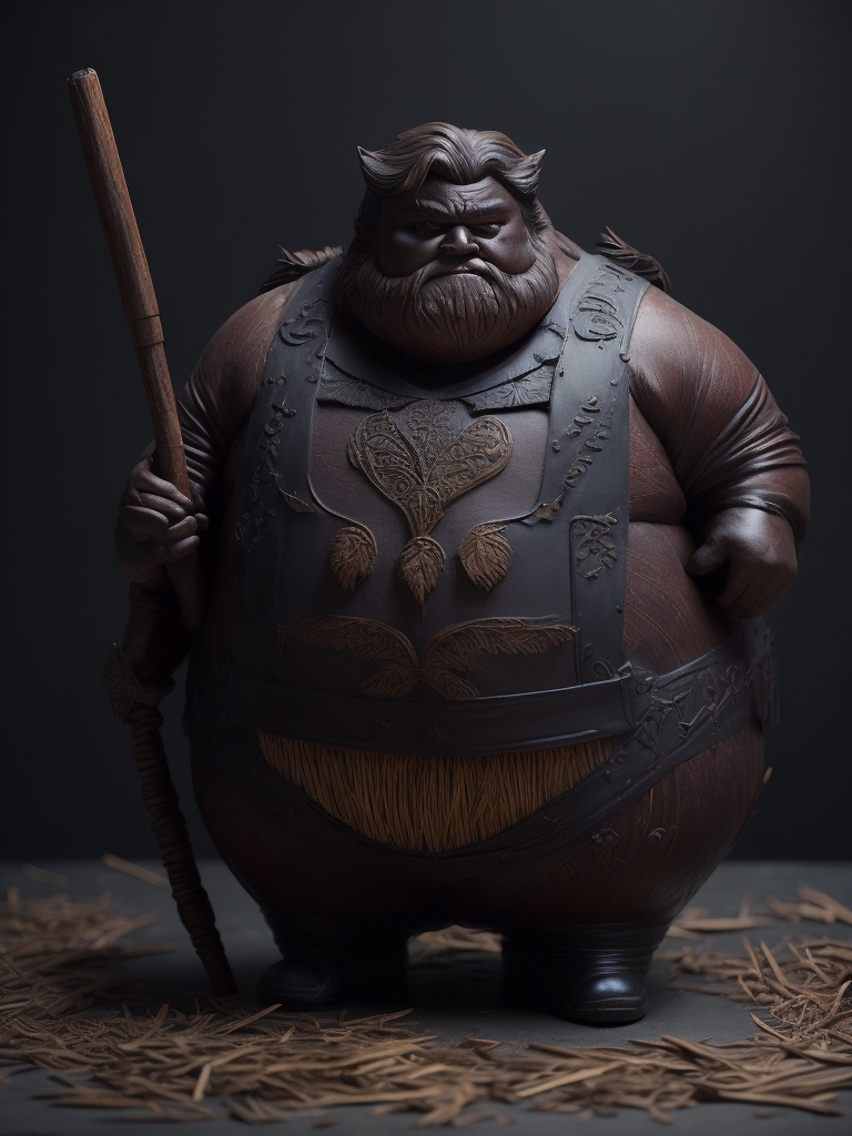 Premium Free ai Images | fat american man carved from the dark reed ...