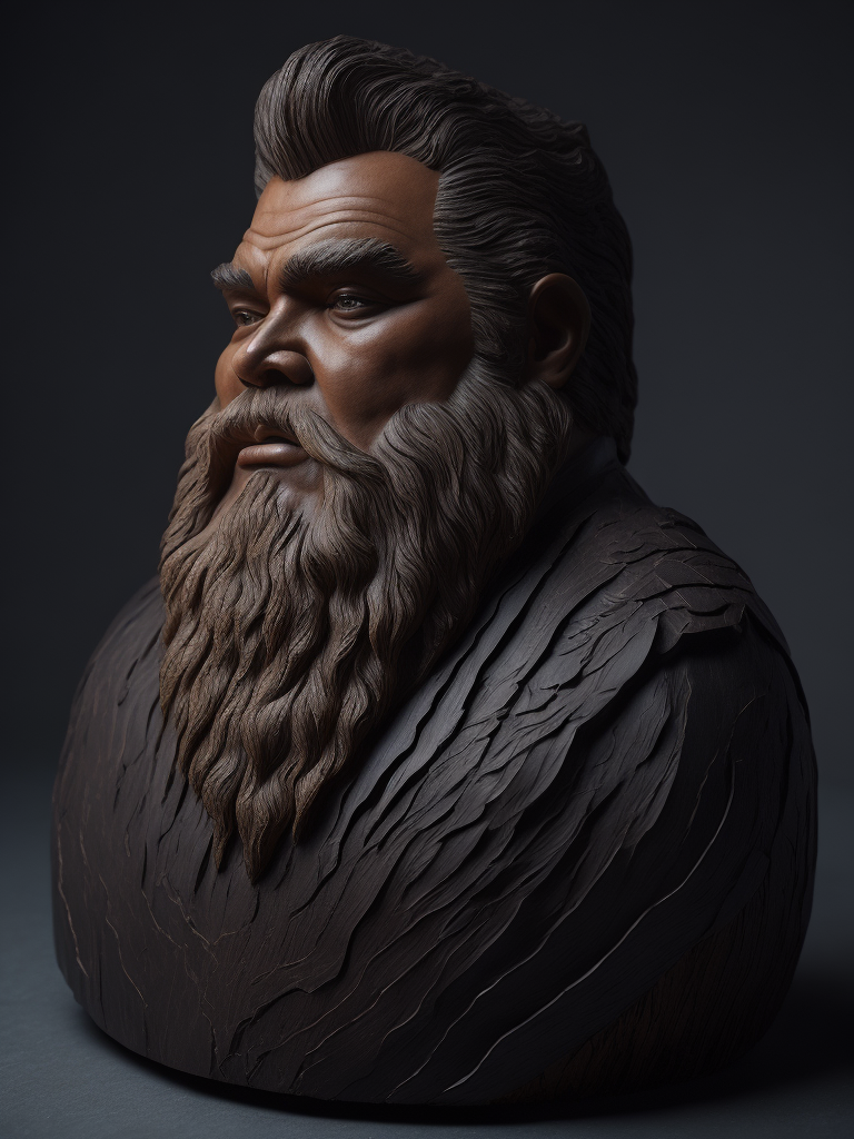 Premium Free ai Images | fat american man carved from the dark reed ...