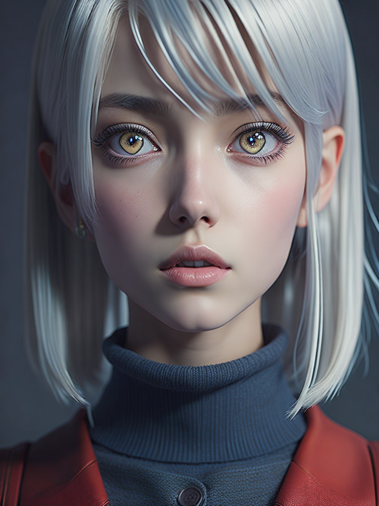Premium Free ai Images | girl who has platinum blond hair anime style ...