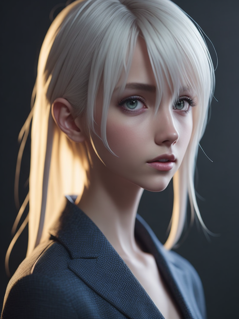 Premium Free ai Images | girl who has platinum blond hair anime style ...