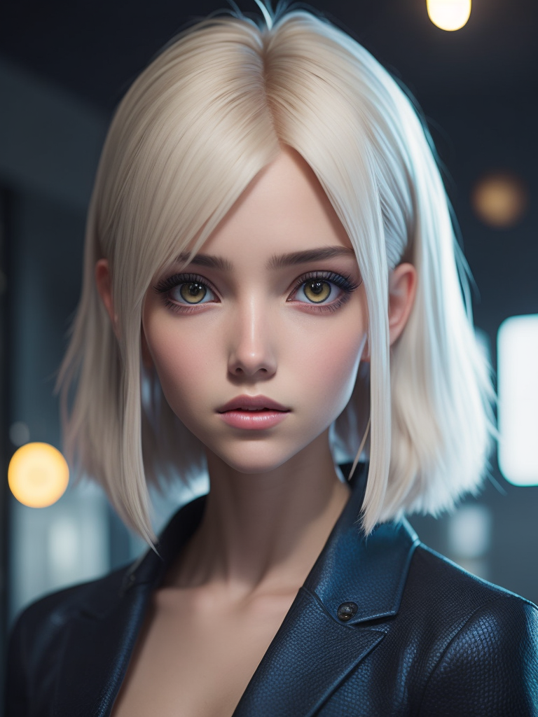 Premium Free ai Images | girl who has platinum blond hair anime style ...