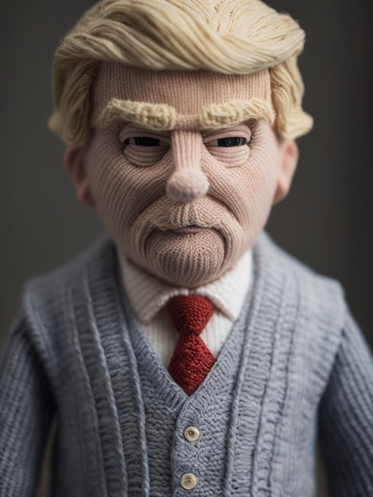 Premium Free ai Images | donald trump as knitted toy