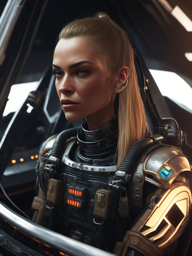 Premium Free ai Images | cyborg pilot russian women interior cockpit ...