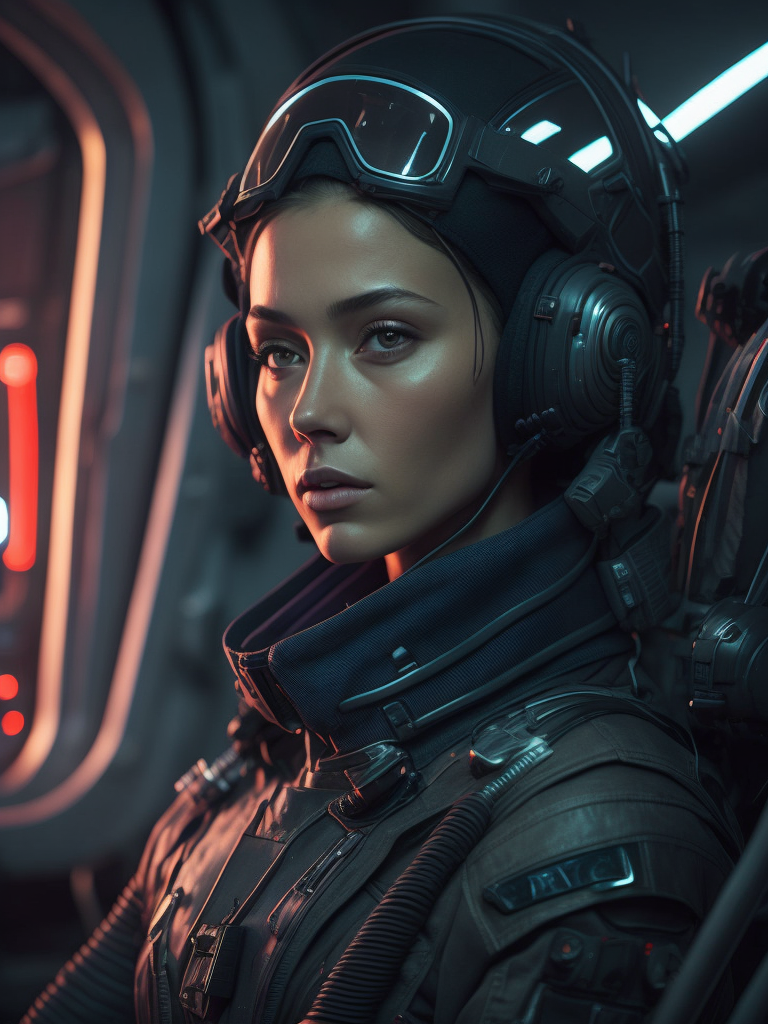 Premium Free ai Images | cyborg pilot russian women interior cockpit ...