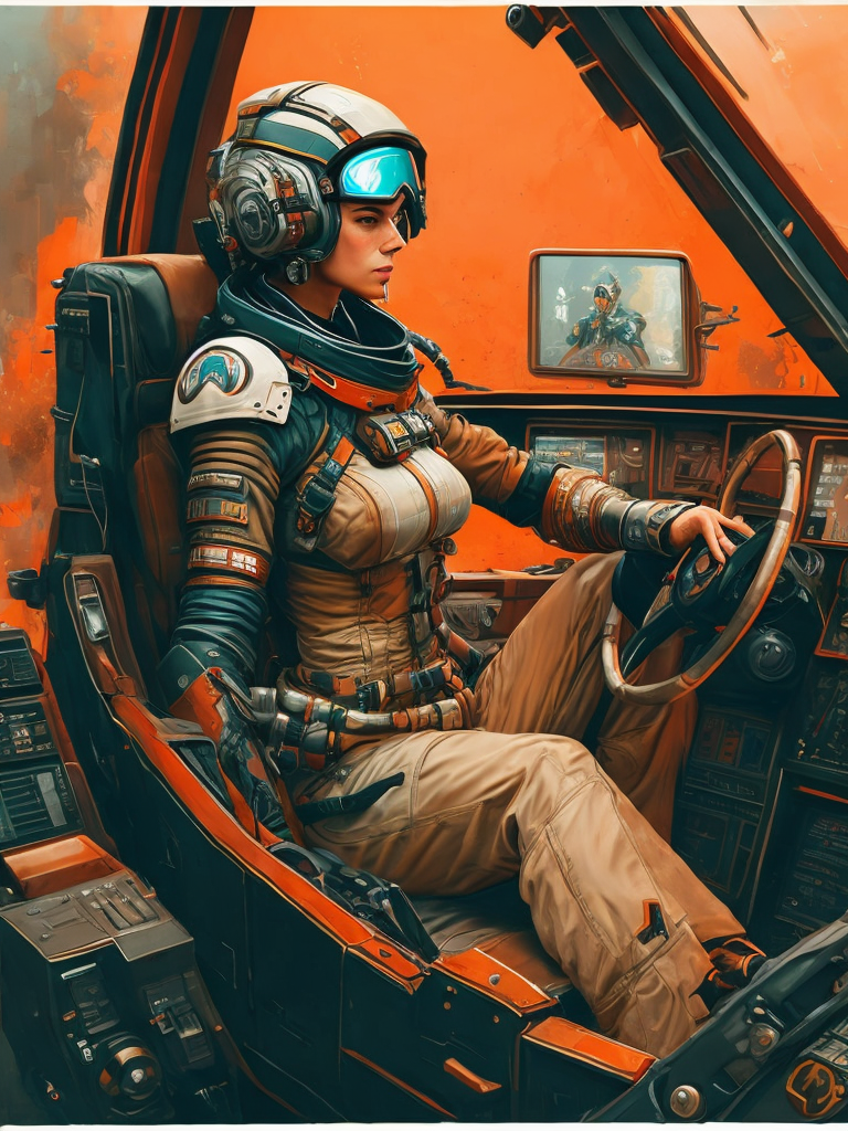 Premium Free ai Images | cyborg pilot russian women interior cockpit ...