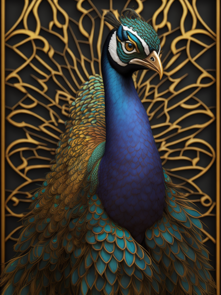 Premium Free ai Images | stained glass smiling peacock geometric lines ...