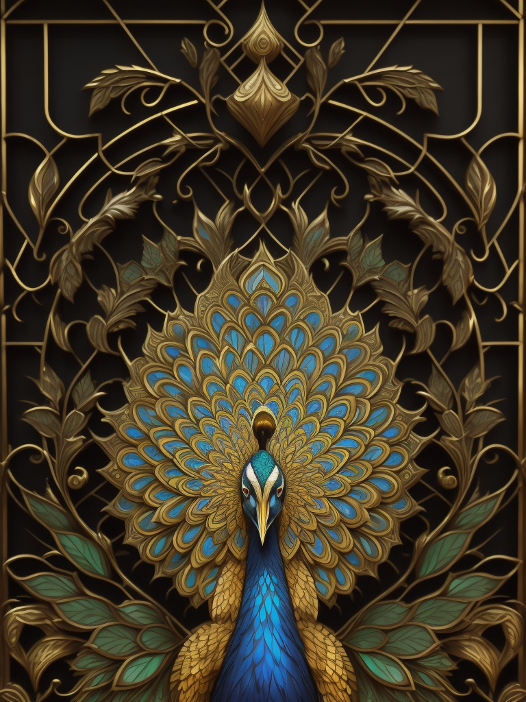 Premium Free ai Images | stained glass smiling peacock geometric lines ...