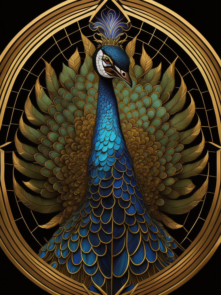 Premium Free ai Images | stained glass smiling peacock geometric lines ...