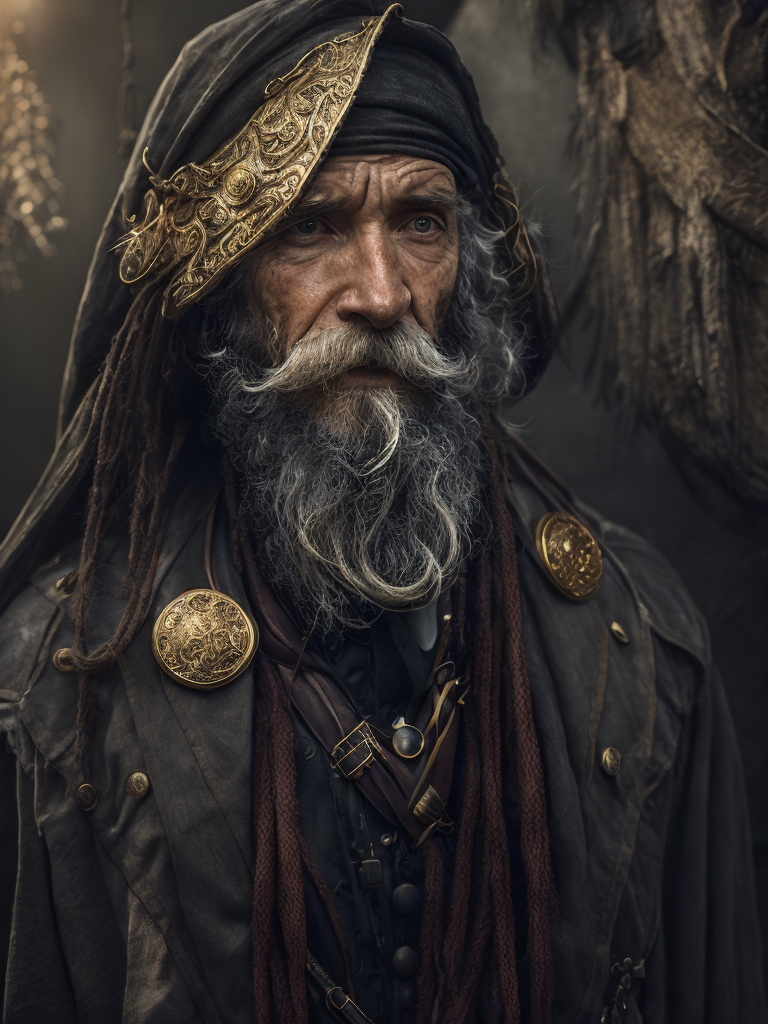 Premium Free ai Images | old pirate with octopus beard dark scene dark ...