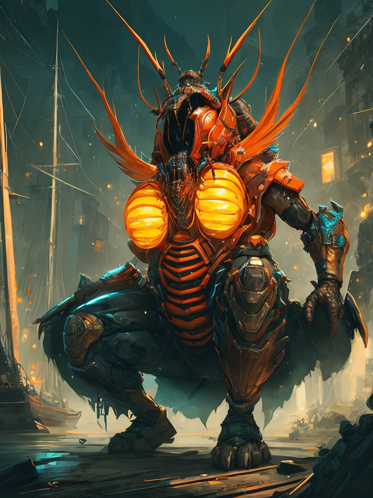 Premium Free ai Images | atomic prawn featuring dynamic lighting and ...