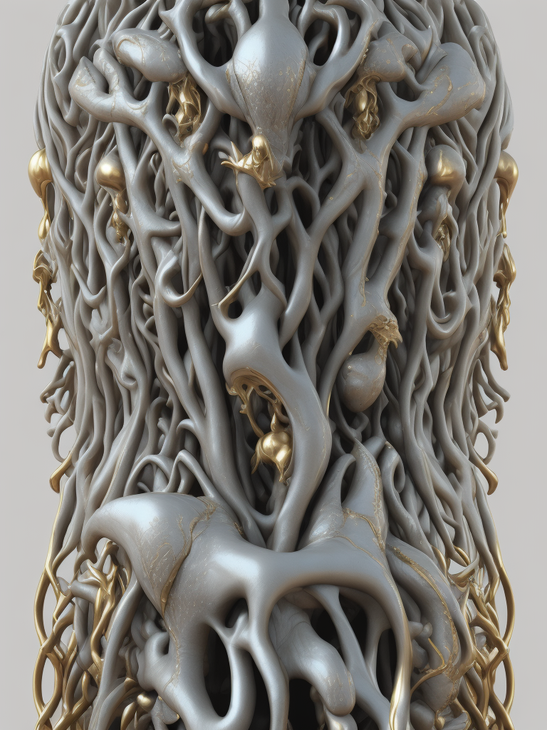Premium Free ai Images | black color biomorphic topologies bones and gold