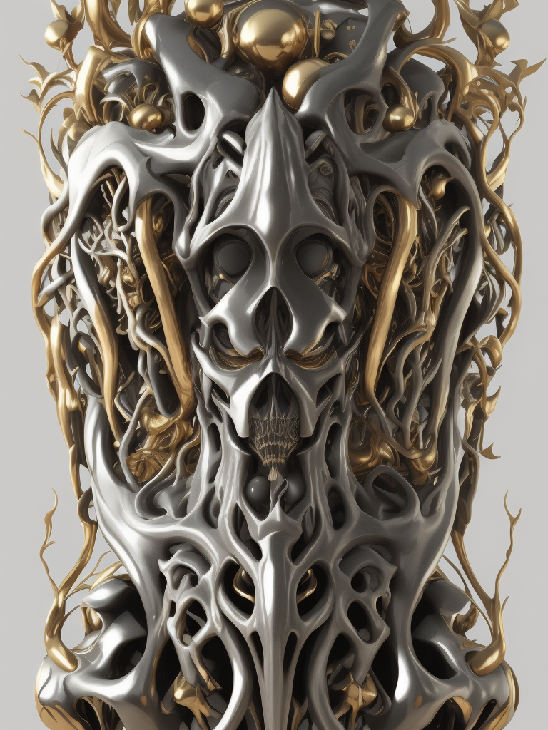 Premium Free ai Images | black color biomorphic topologies bones and gold
