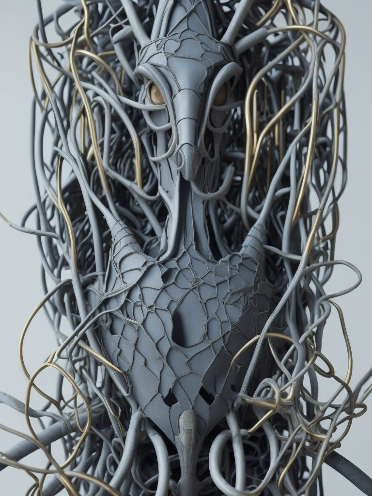 Premium Free ai Images | black color biomorphic topologies bones and gold