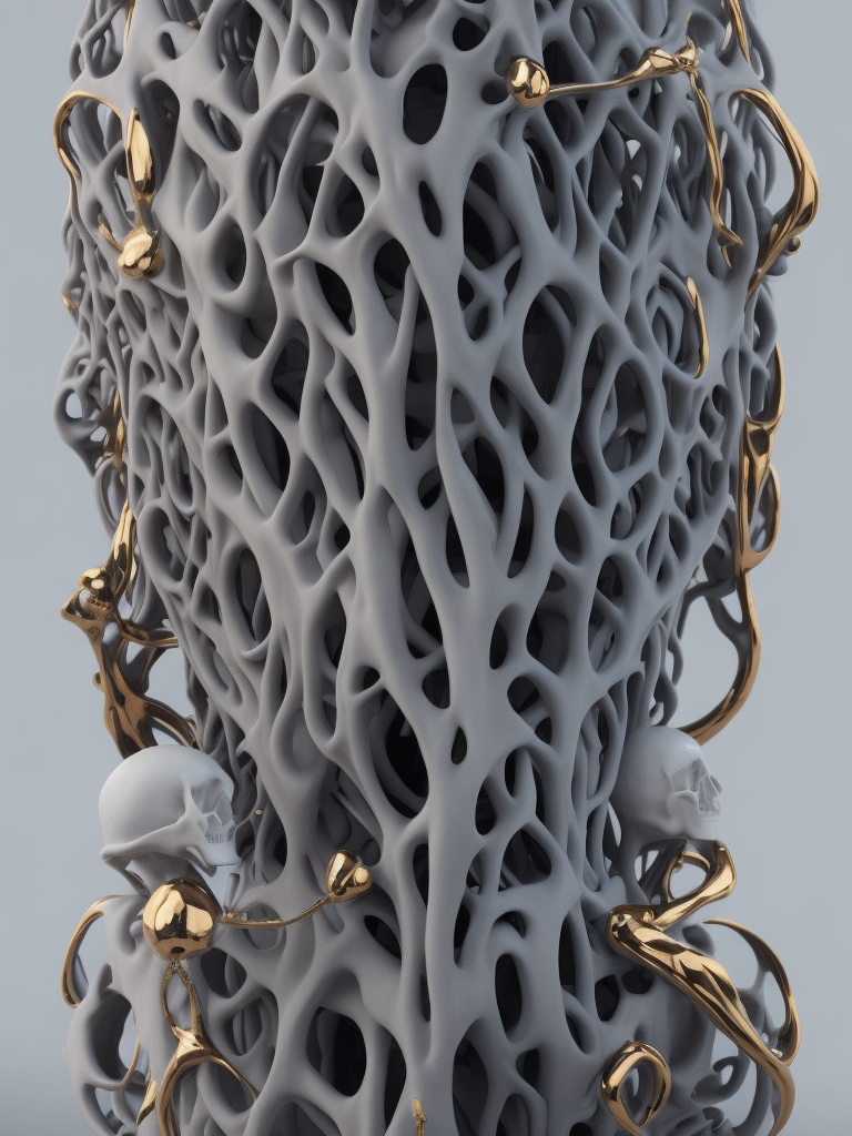 Premium Free ai Images | black color biomorphic topologies bones and gold