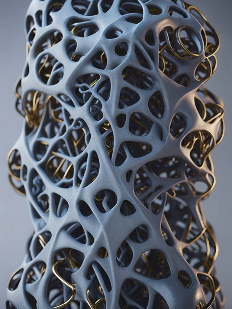 Premium Free ai Images | black color biomorphic topologies bones and gold