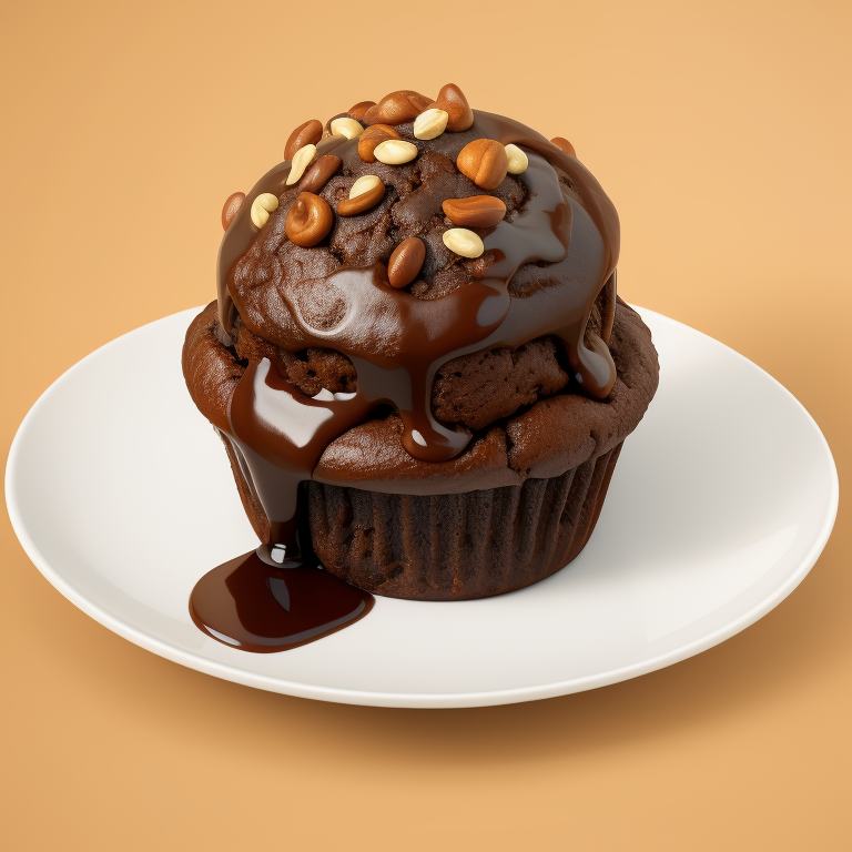 Premium Free ai Images | chocolate muffin with nuts on plate focus on ...