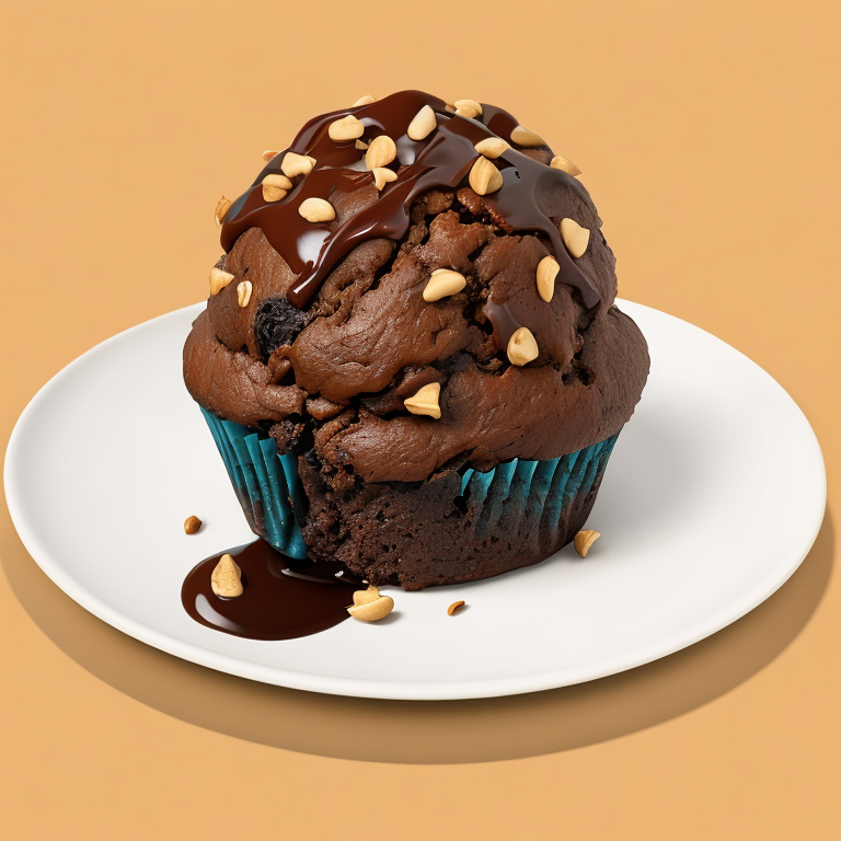 Premium Free ai Images | chocolate muffin with nuts on plate focus on ...