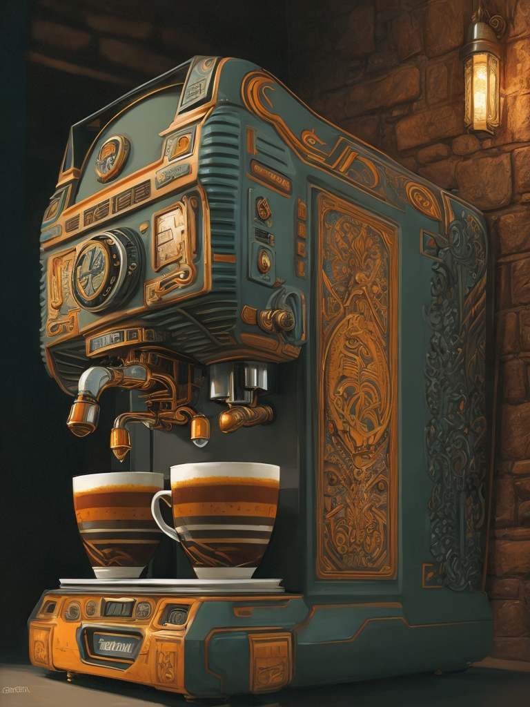 Lumenor AI Image Generation - aztec coffee machine