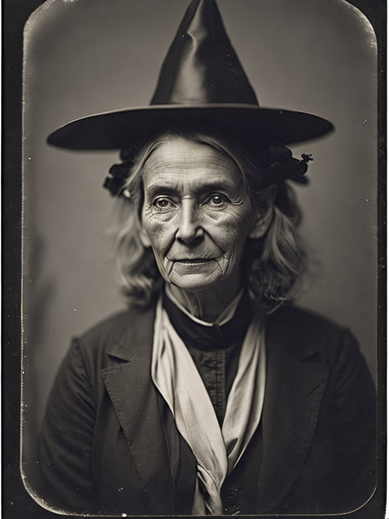 Premium Free ai Images | wet plate photograph of old witch