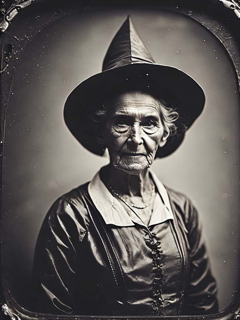 Premium Free ai Images | wet plate photograph of old witch