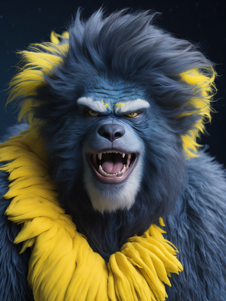 Premium Free ai Images | photorealistic portrait of yeti bright yellow ...