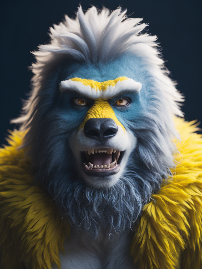 Premium Free ai Images | photorealistic portrait of yeti bright yellow ...