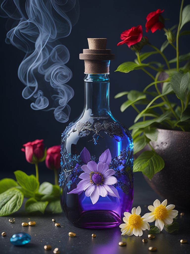 Premium Free ai Images | magic elixir bottle with illuminated liquid ...