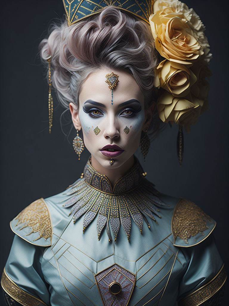 Premium Free ai Images | epic portrait of tvenetian harlequin female ...