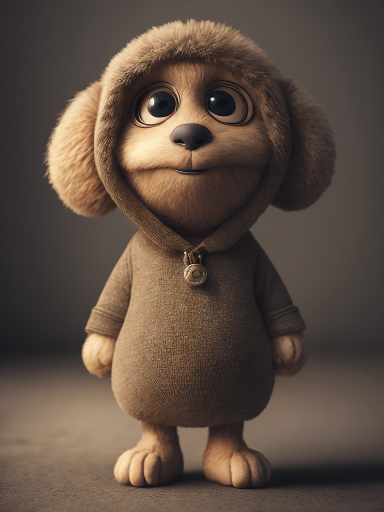 Premium Free ai Images | cartoon cute fluffy cheburashka with two big ...
