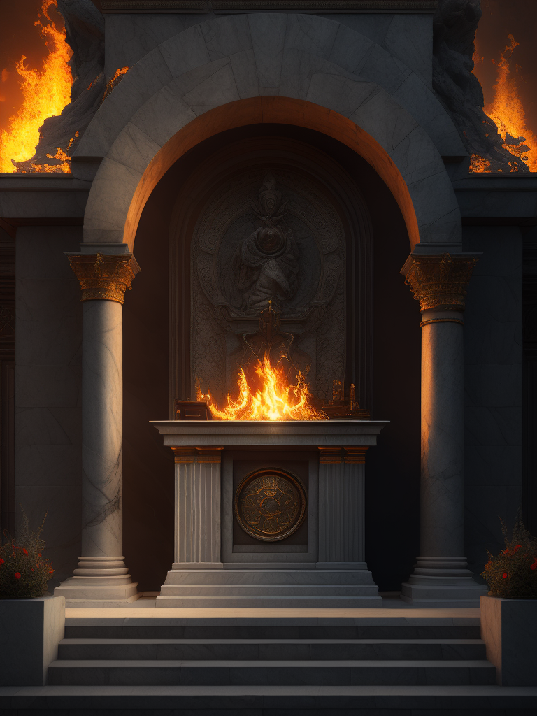 Premium Free ai Images | an altar of marble and fire in the greek style ...