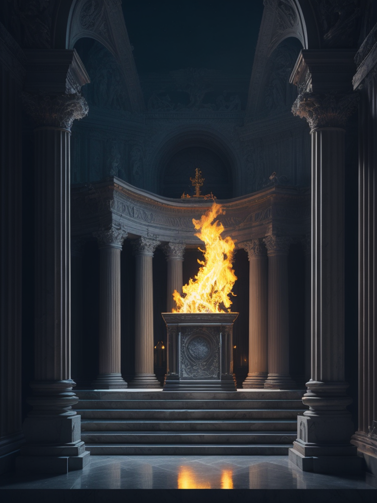 Premium Free ai Images | an altar of marble and fire in the greek style ...