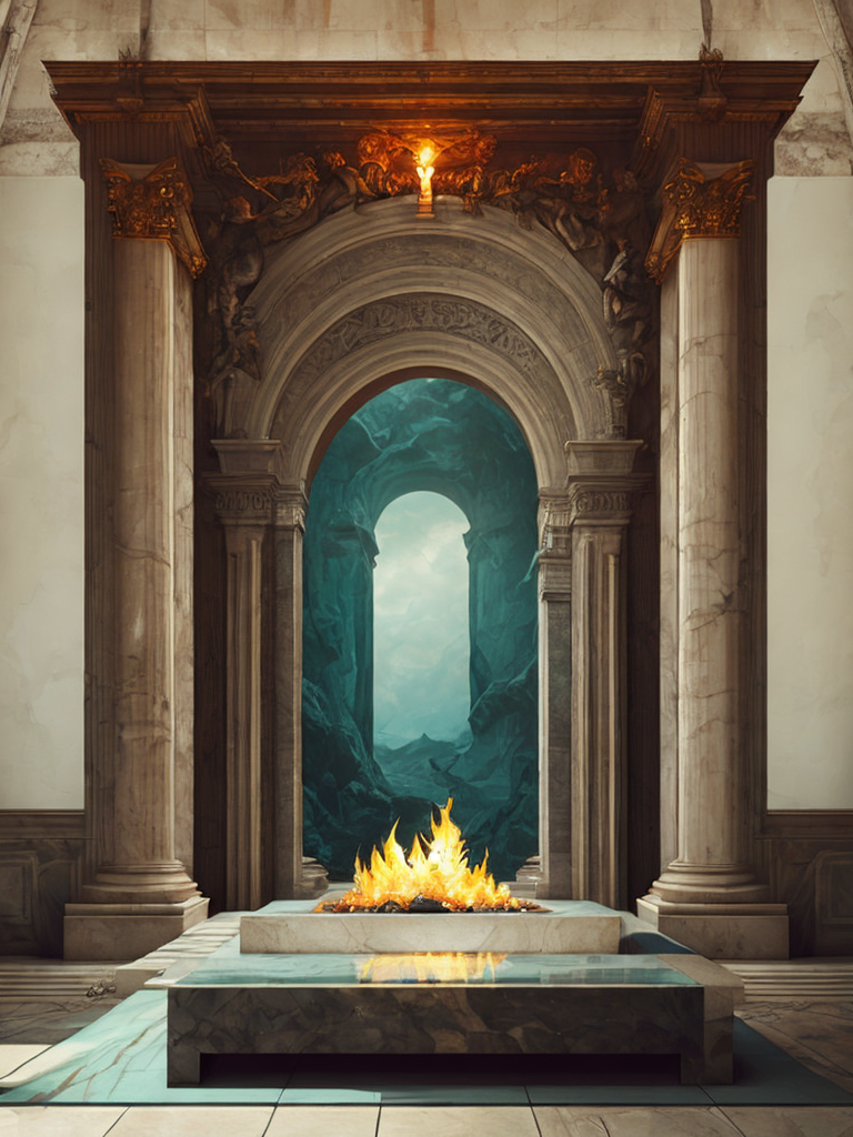Premium Free ai Images | an altar of marble and fire in the greek style ...