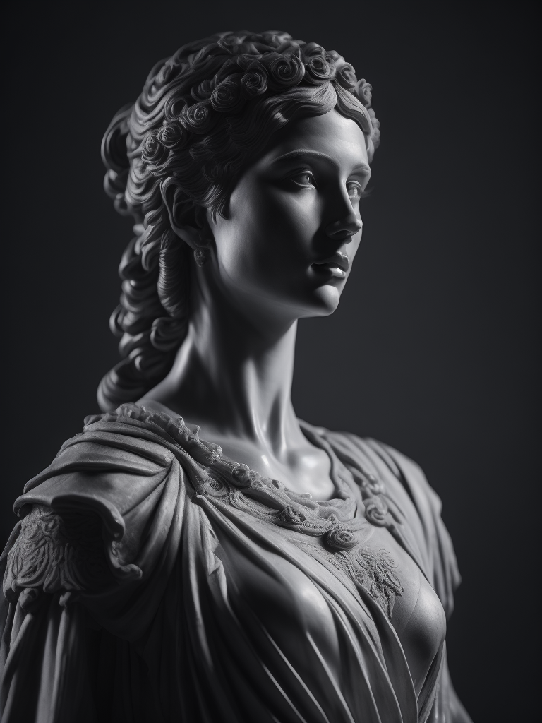 Premium Free ai Images | roman statue of entire woman black and white ...