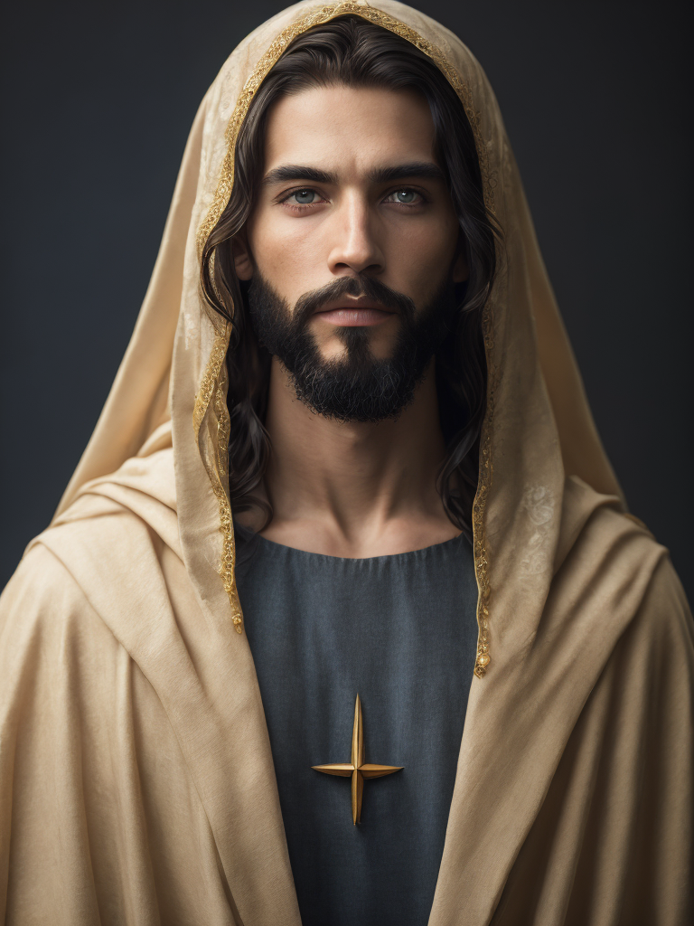 Premium Free ai Images | portrait of jesus blue white and yellow manl ...