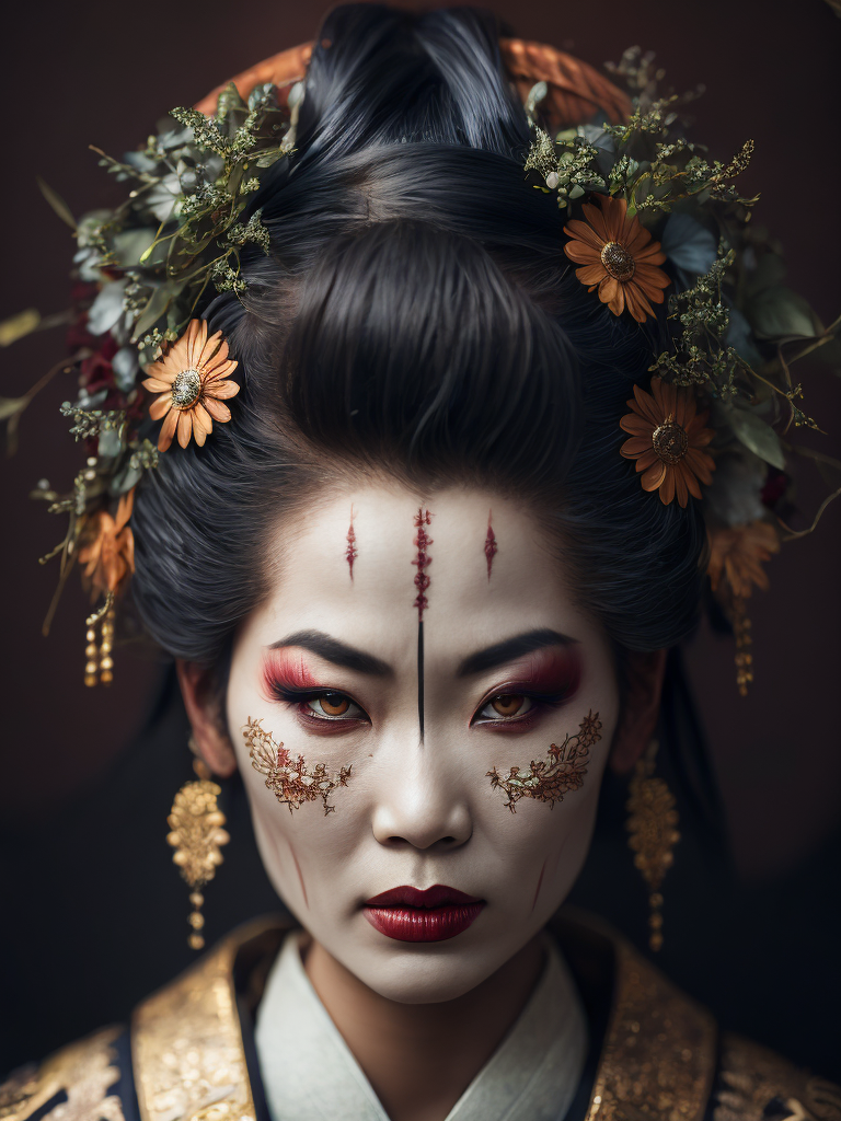 Premium Free ai Images | portrait art of undead geisha detailed ...